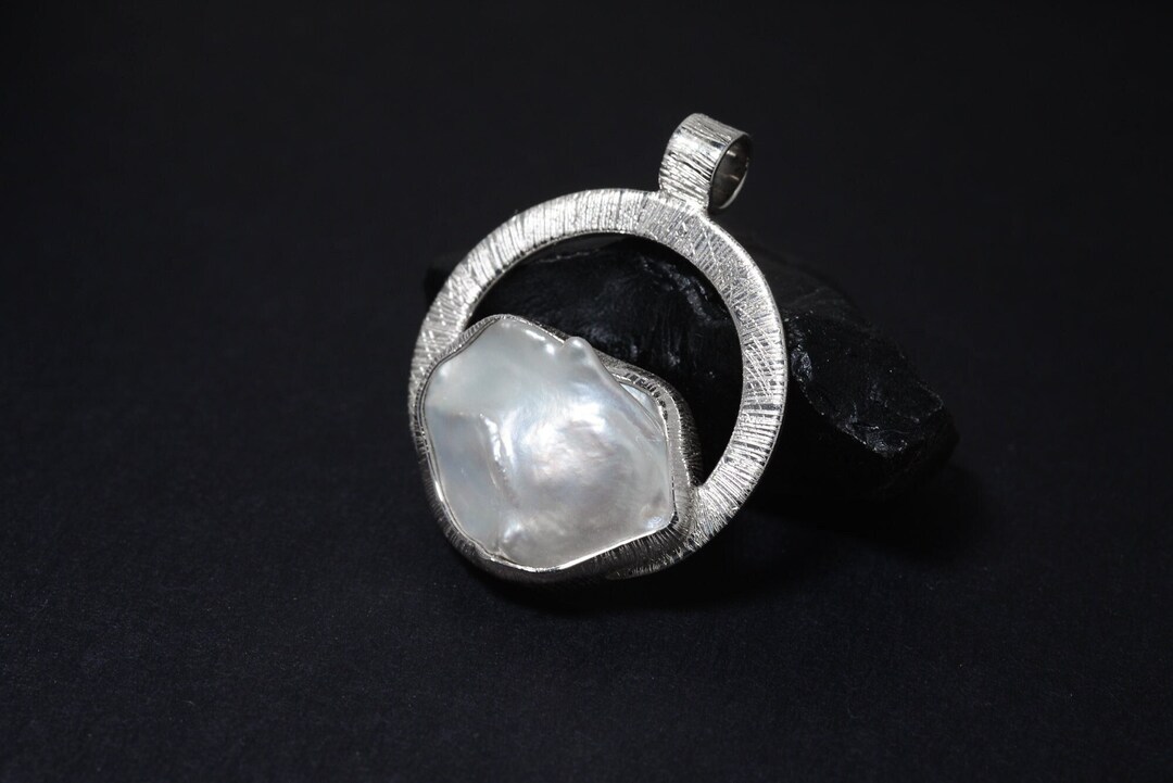 Baroque Pearl Design Silver Pendant - Etsy
