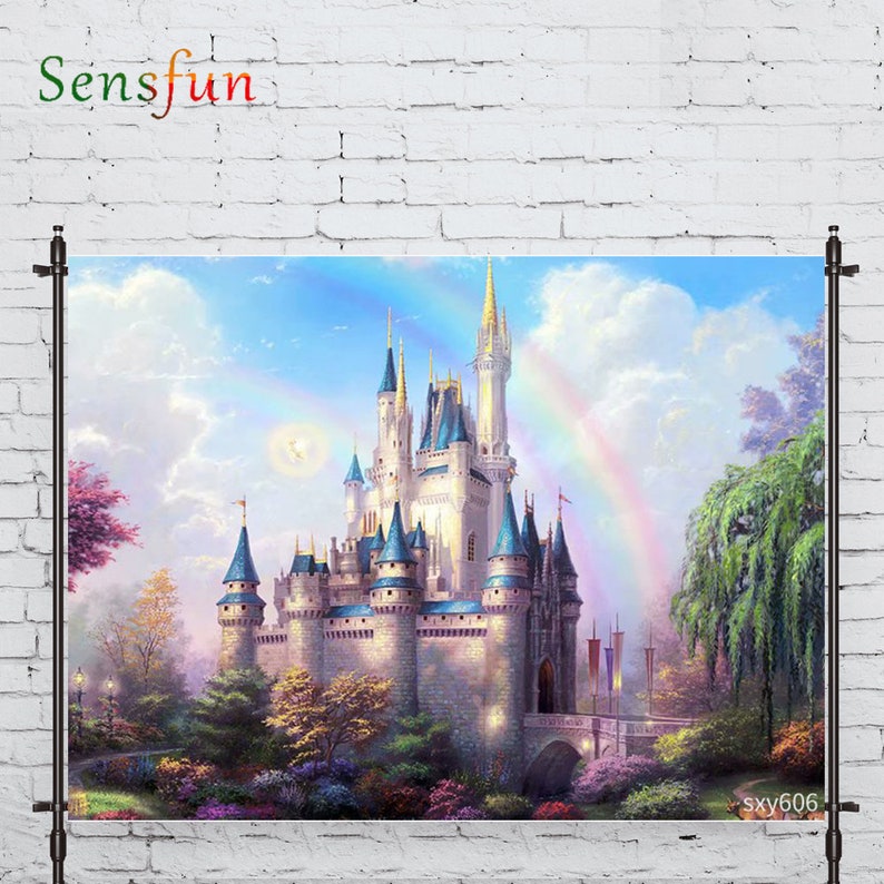 New Photo Backdrop Castle Rainbow Cloud Dream Cartoon - Etsy