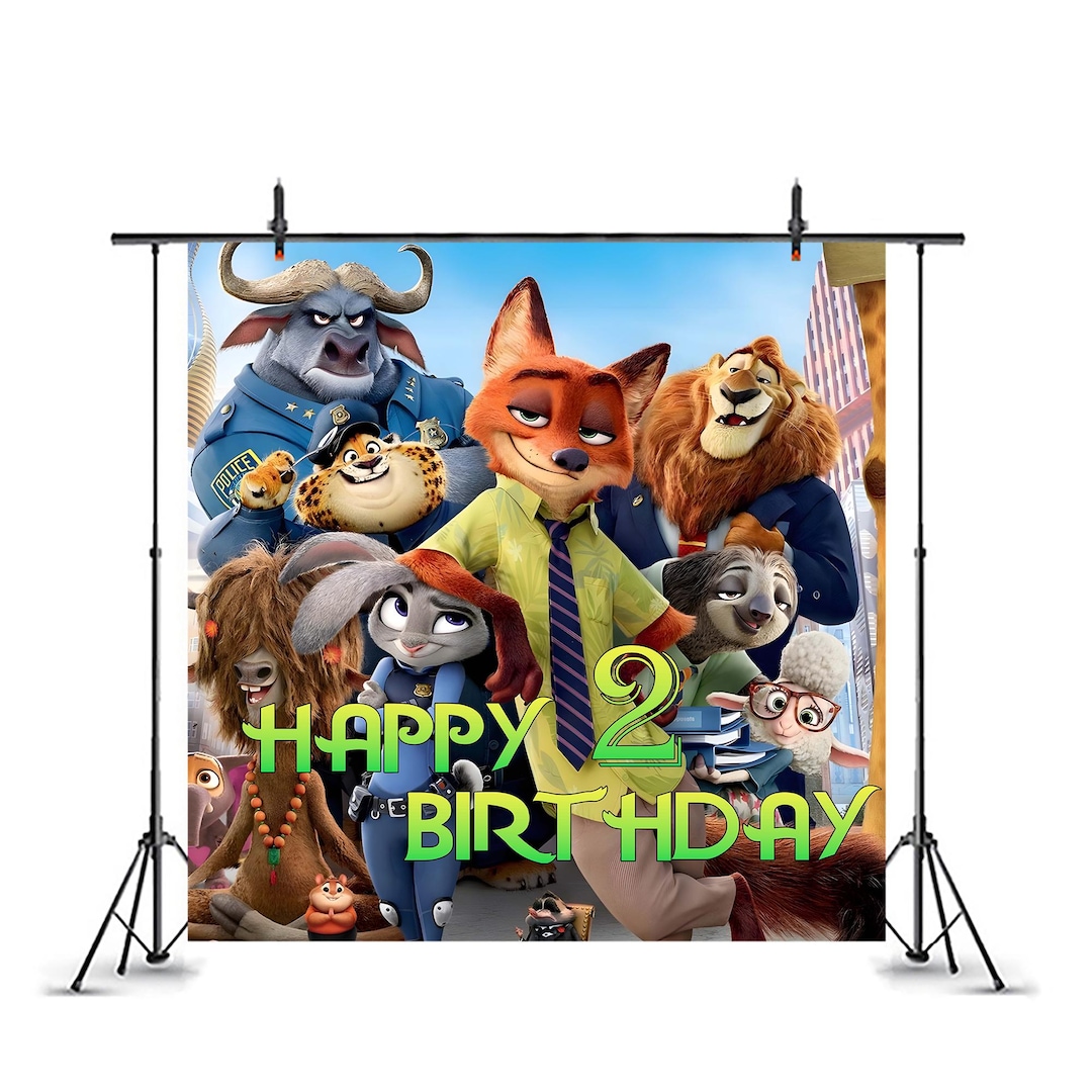 Zootopia Judy and Nick Party Decoration Background, Family Birthday ...