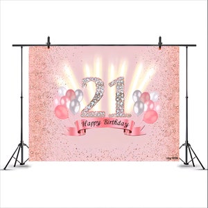 21st Birthday Backdrop,21 Birthday Banner Girls Rose Golden Backdrop,21 ...