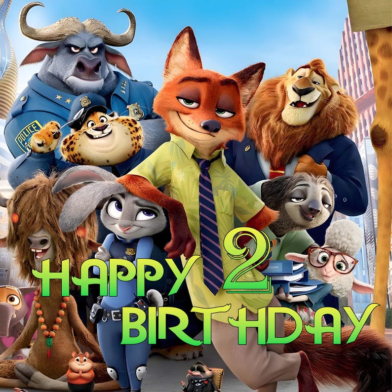 Zootopia Judy and Nick Party Decoration Background, Family Birthday ...