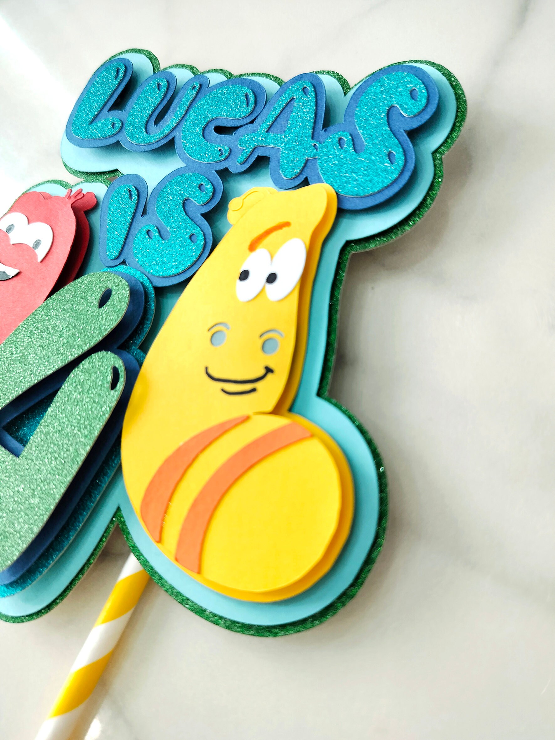 Personalized Kids Cartoon Large Cake Topper. Larva Themed Birthday ...