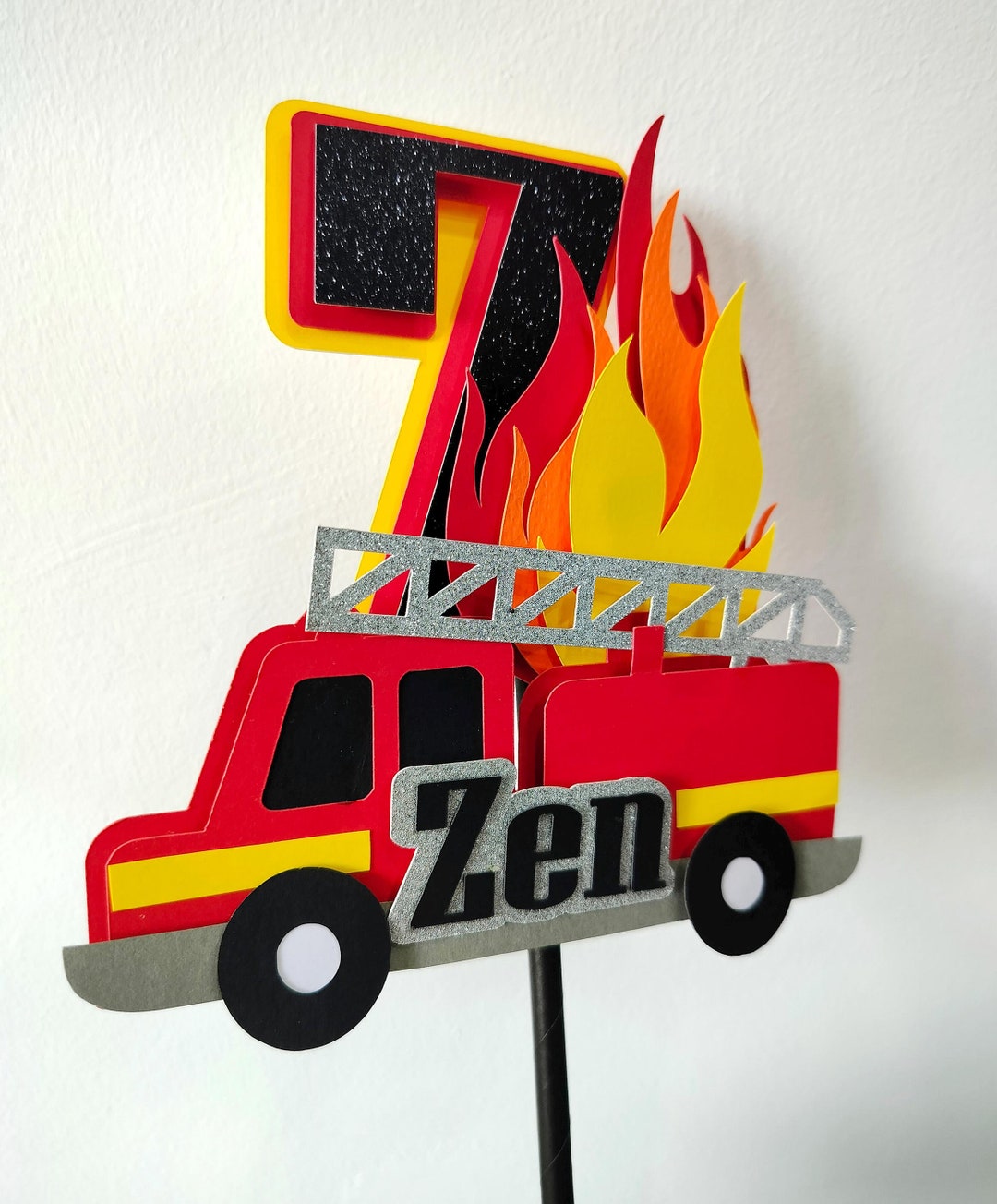 Handmade Fire Truck Fire Engine 3D Cake Topper Cake Smash. Custom Age ...