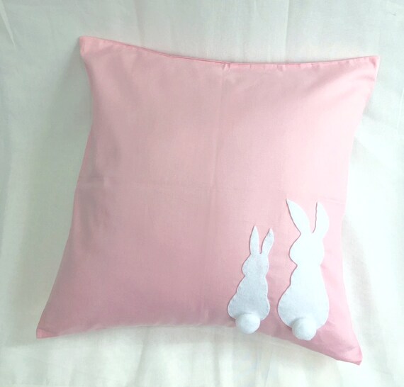 Cute Pom Pom Rabbits Light Pink Decorative Pillow Cover 16inch - Etsy
