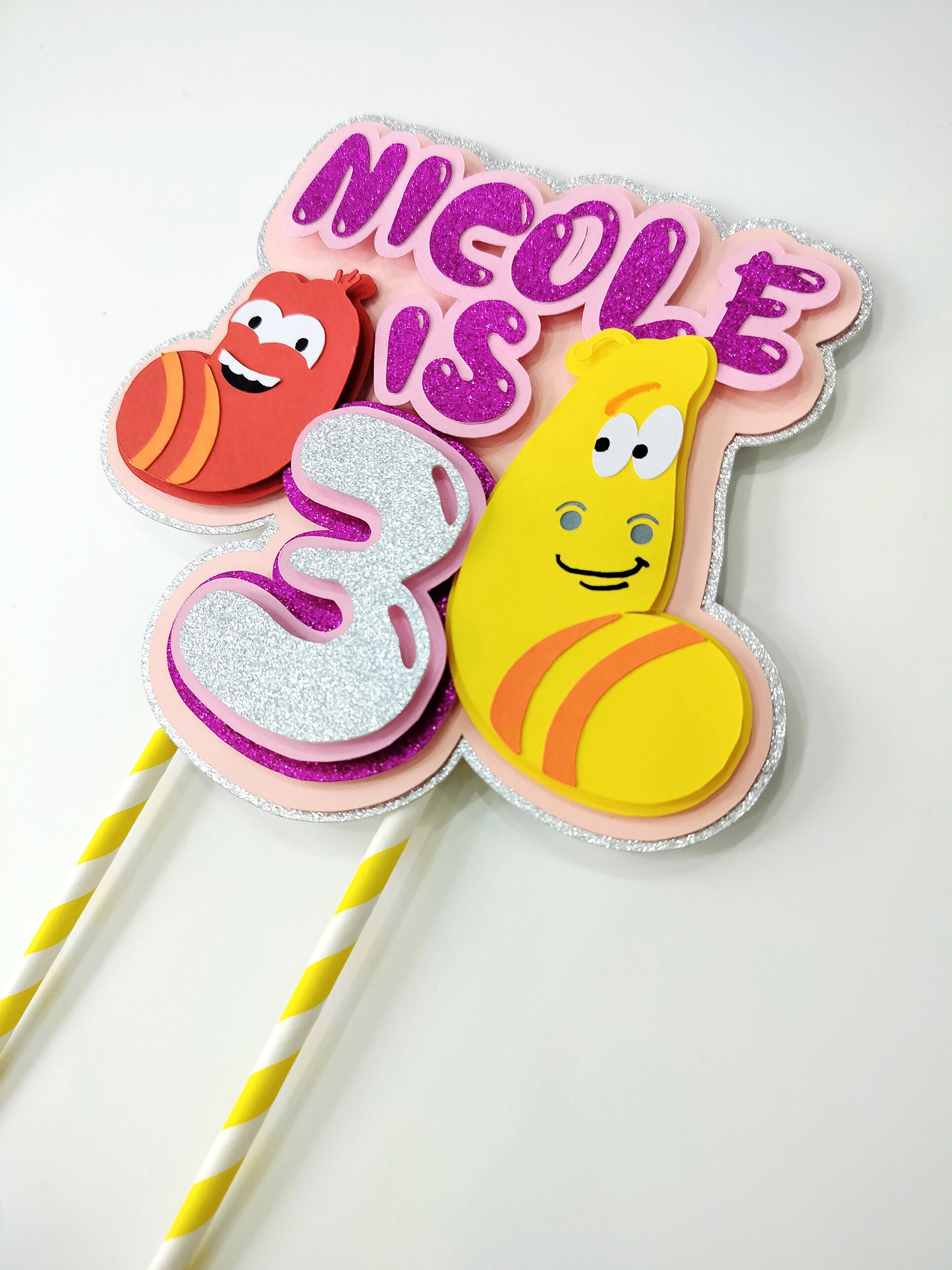 Personalized Kids Cartoon Large Cake Topper. Larva Themed Birthday ...