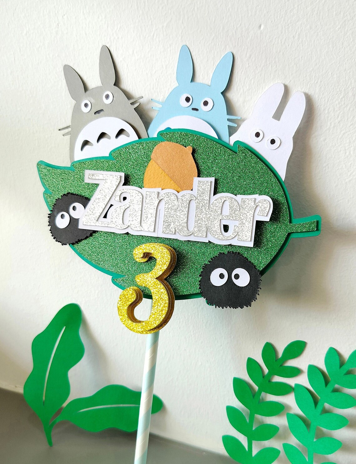 Tororo Birthday Party Decor. Forest Spirit Custom Name Totoro Cake ...