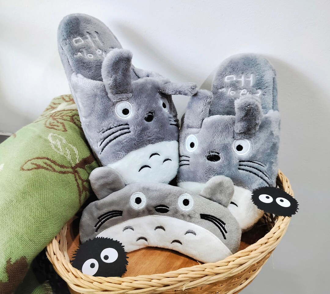 Gift for Studio Ghibli Lover. Cozy Fluffy Totoro Plush Slippers Totoro ...