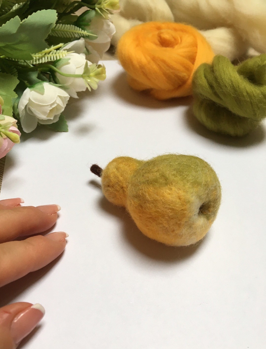Needle Felted Miniature/wool Fruit/ Felt Miniature Pears/felted Fruits ...