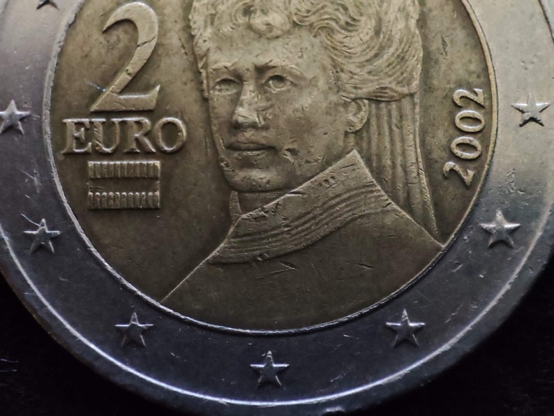 Zeldzame munt, 2 euromunt 2002, Bertha Von Suttner, Oostenrijk 2002 ...