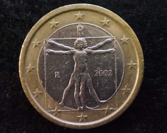 Rare Coin, 1 Euro Coin 2002 Italy, Leonardo Da Vinci, Italy 2002 Euro ...