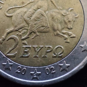 Rare Coin, 2 Euro Coin 2002 With S in Star and Mint Error, 2002 Greece ...