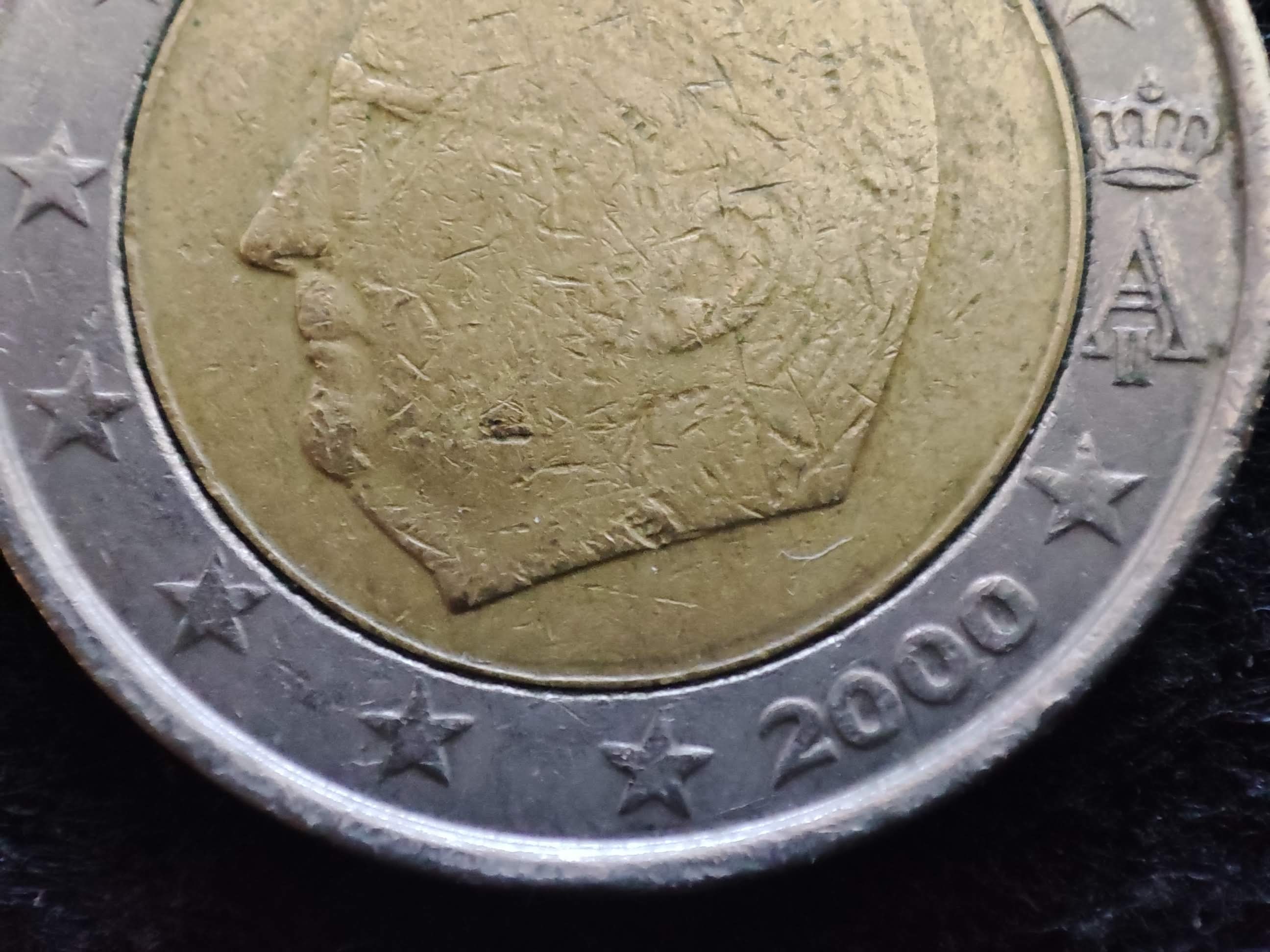 Zeldzame munt, 2 euromunt 2000 België Albert II, België 2000 euromunt met muntfout aan beide ...