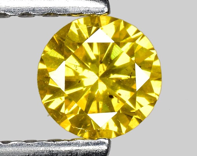 0.35cts 4.4mm Fluorescent Yellow Natural Loose Diamond "see Video" - Etsy