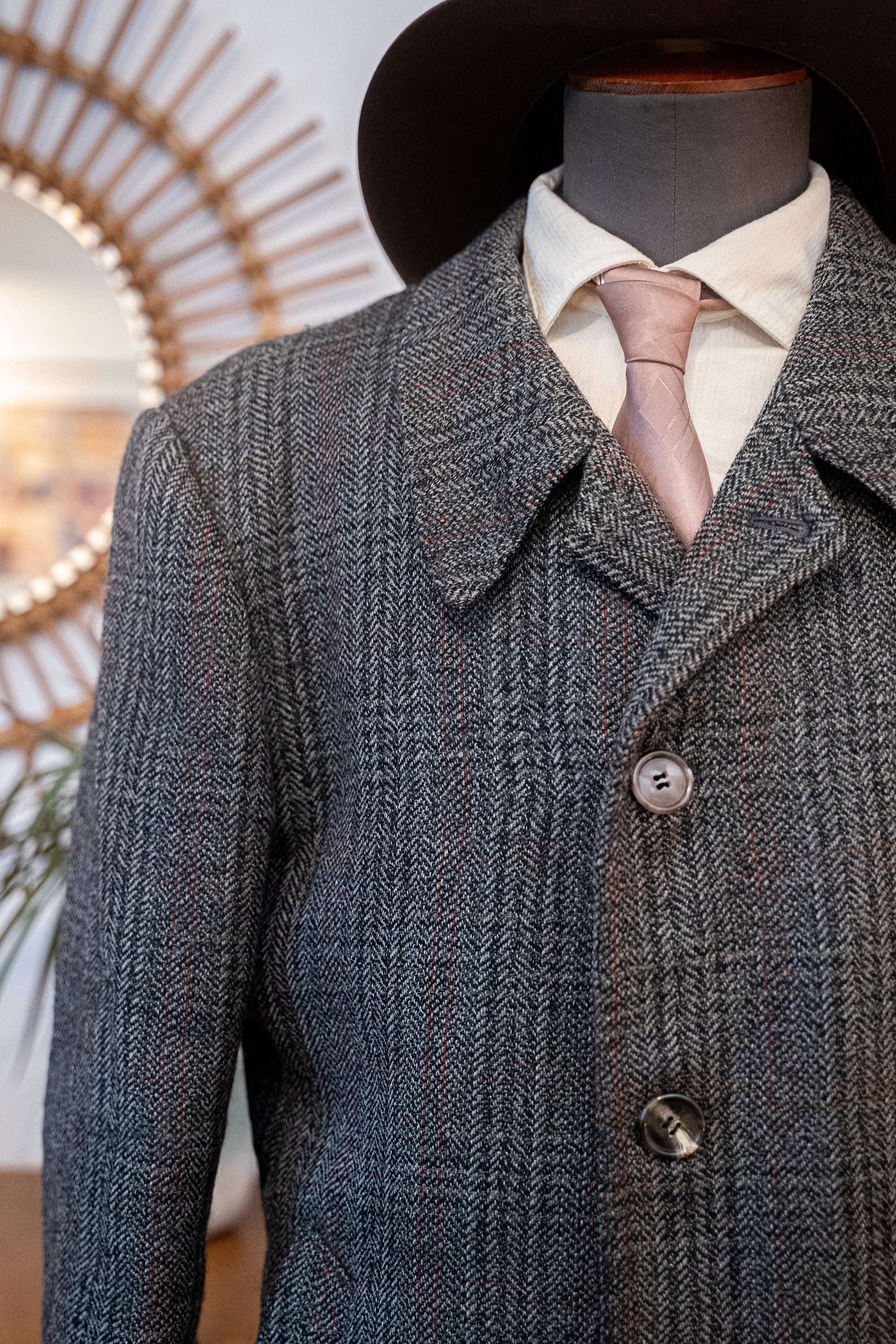 Vintage 50s 1950s French Overcoat, Grey Tartan Wool Size 38 - Etsy
