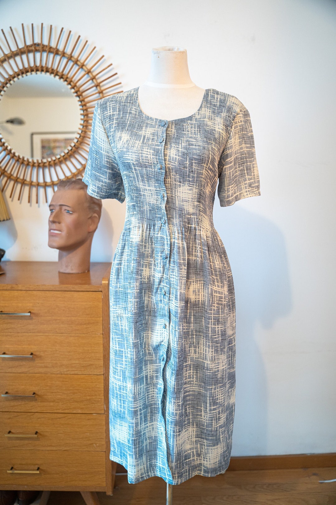 Vintage 1950's 50s Dress, Atomic Pattern Mid Century Style * Size M - Etsy