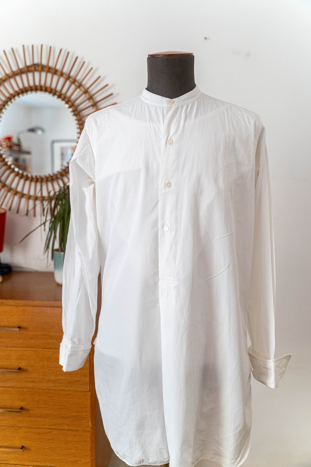 Vintage 1920s 1930s Detachable Collar Shirt, White Cotton Pull Over ...