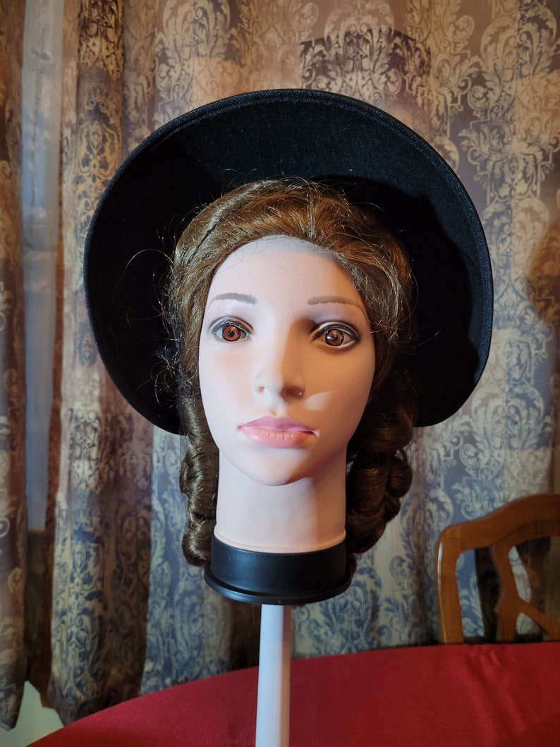 Black Felt Bonnet With Red Ruffled Trim - Etsy