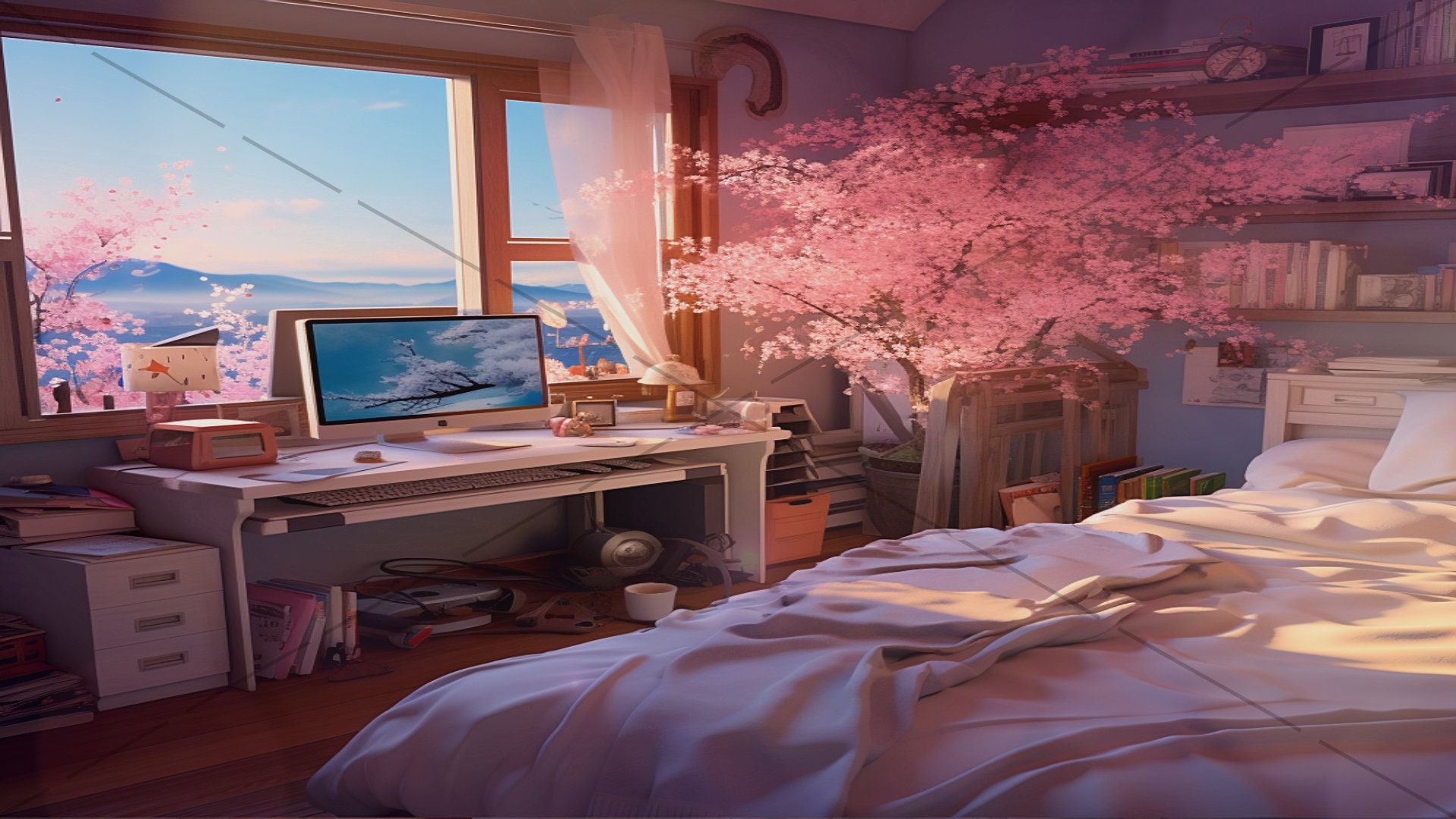 Animated Vtuber and Pngtuber Background loopedcherry Blossom Room 2 - Etsy