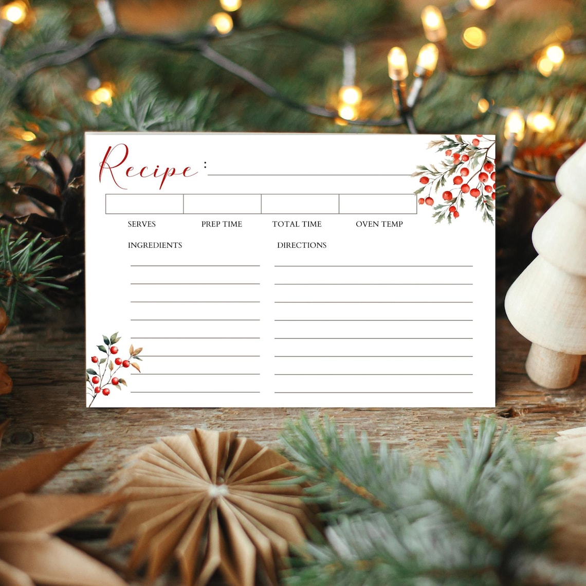 Christmas Recipe Card | Christmas Baking Recipe Card | Printable Recipe ...