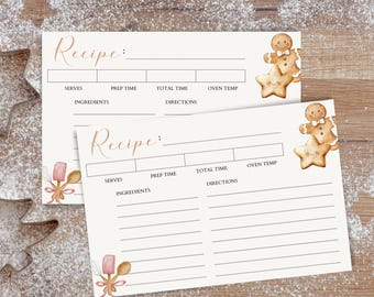 Christmas Recipe Card | Christmas Baking Recipe Card | Printable Recipe ...