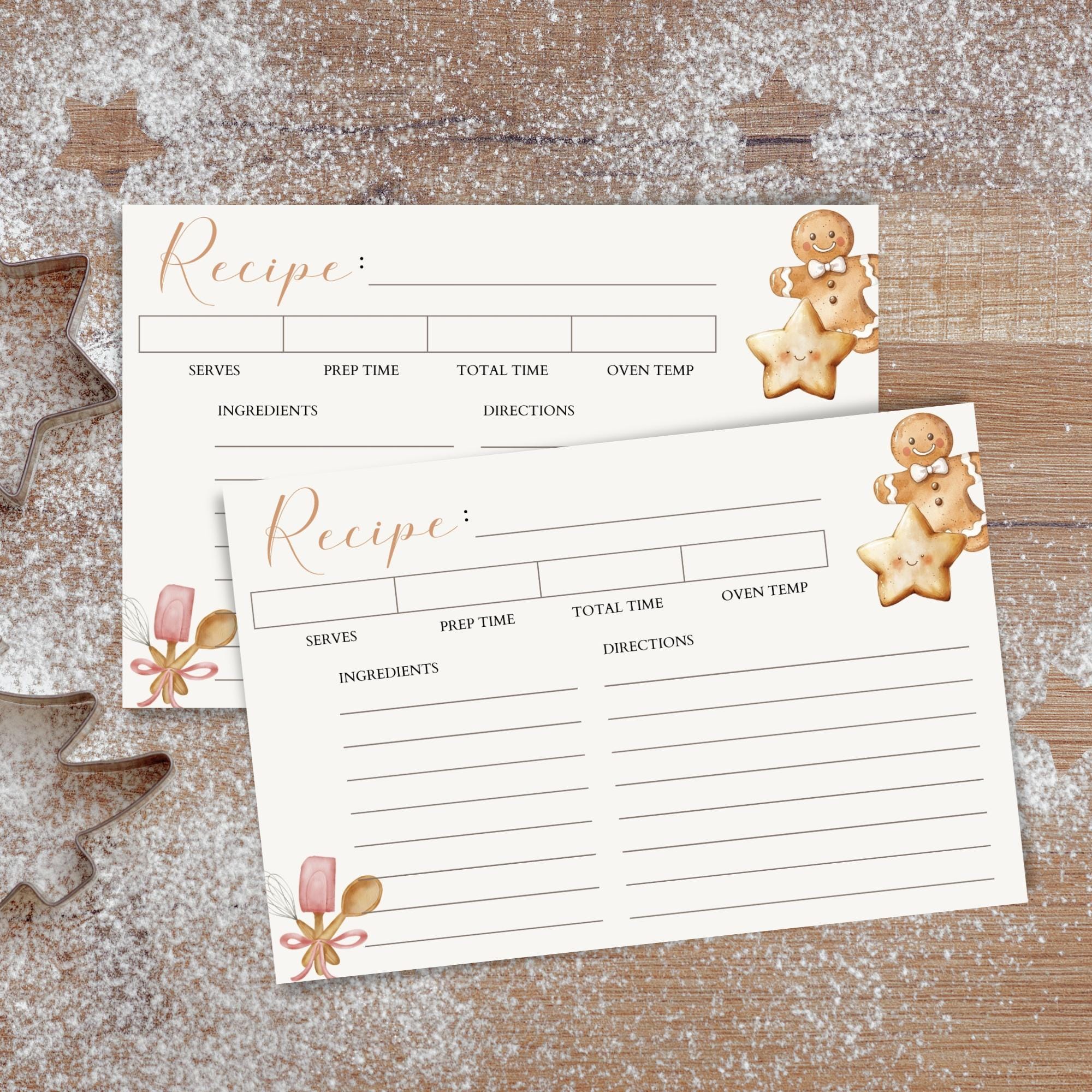 Printable Recipe Card | Holiday Baking | Editable Recipe Cards ...