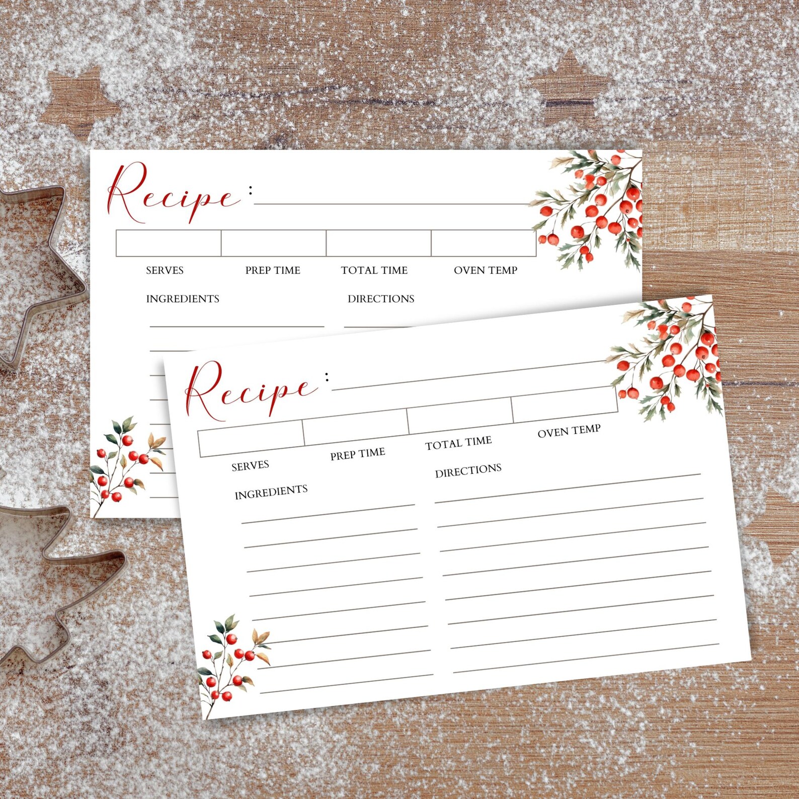 Christmas Recipe Card | Christmas Baking Recipe Card | Printable Recipe ...