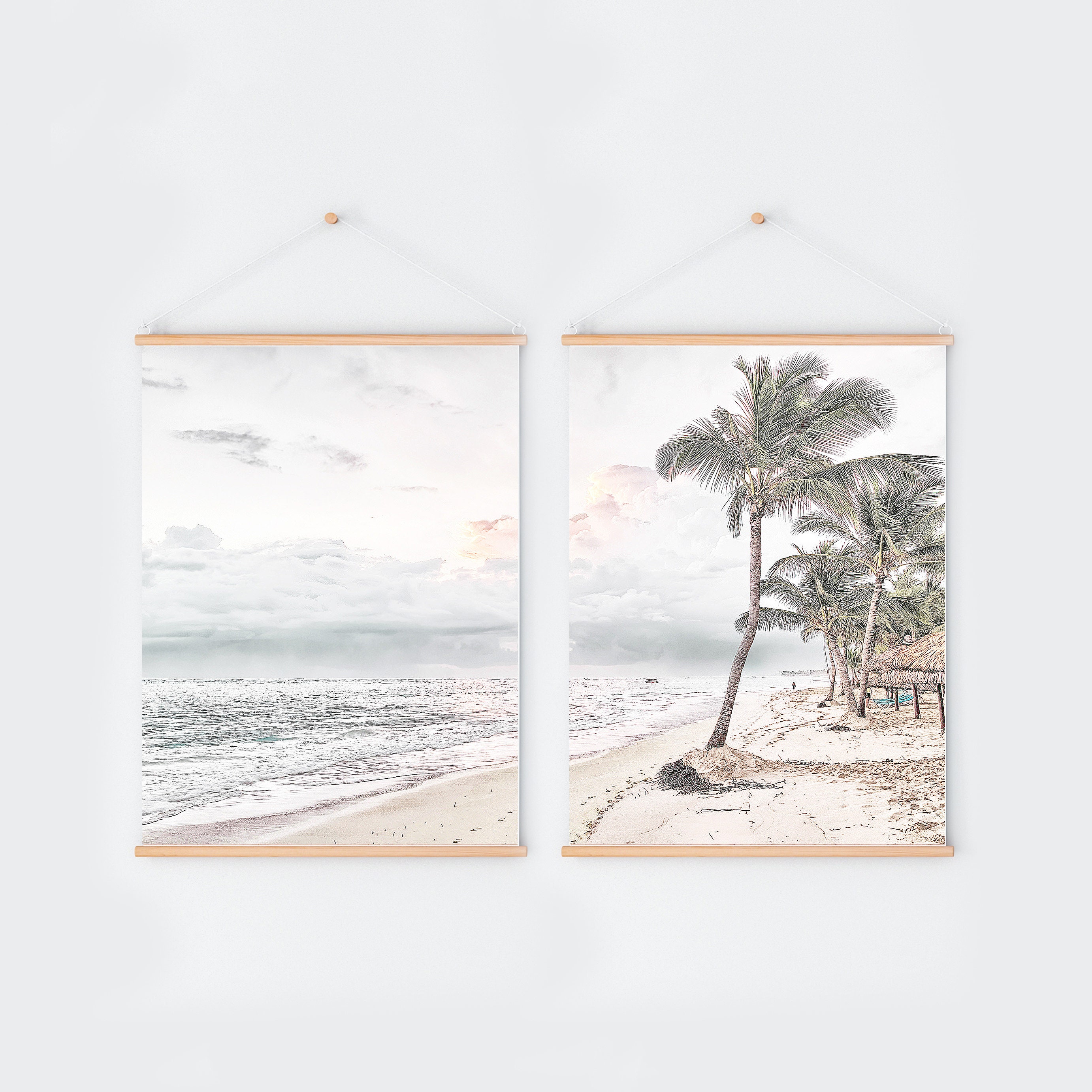Beach Print Set of 2 Ocean Prints Coastal Print Set Palm Tree Ocean ...