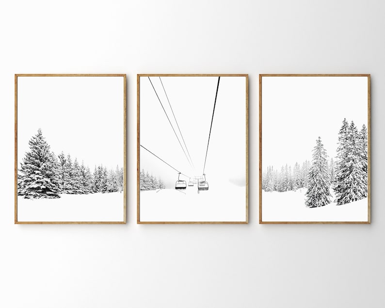 Winter Wall Art Winter Prints Set Skiing Prints Winter Decor | Etsy
