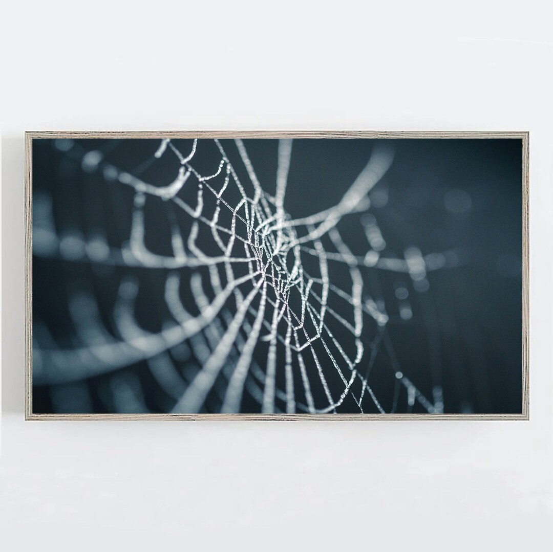 Halloween Spider Web Frame TV Art, Spider Web Wall Art, Spooky ...