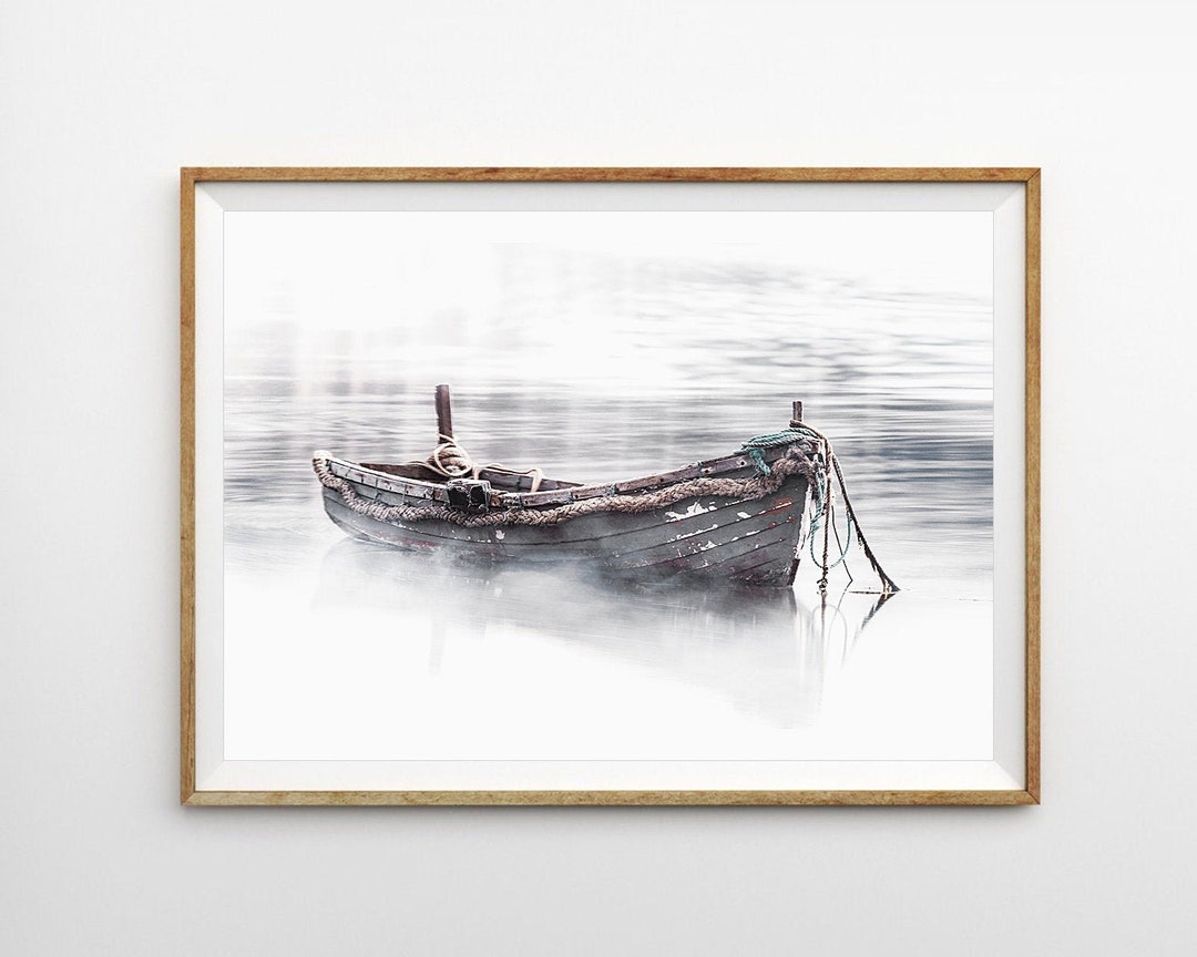 Boat Print, Boat Photography, Nautical Decor, Fog Print, Digital ...