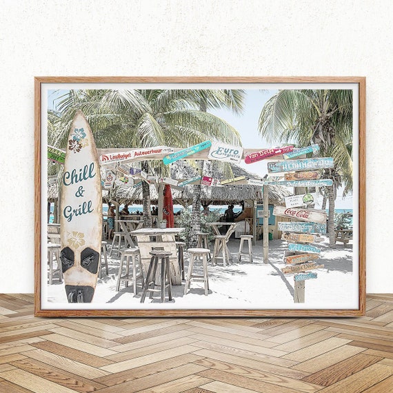 Beach Wall Art Ocean Beach Poster Surfboard Wall Art Surf | Etsy