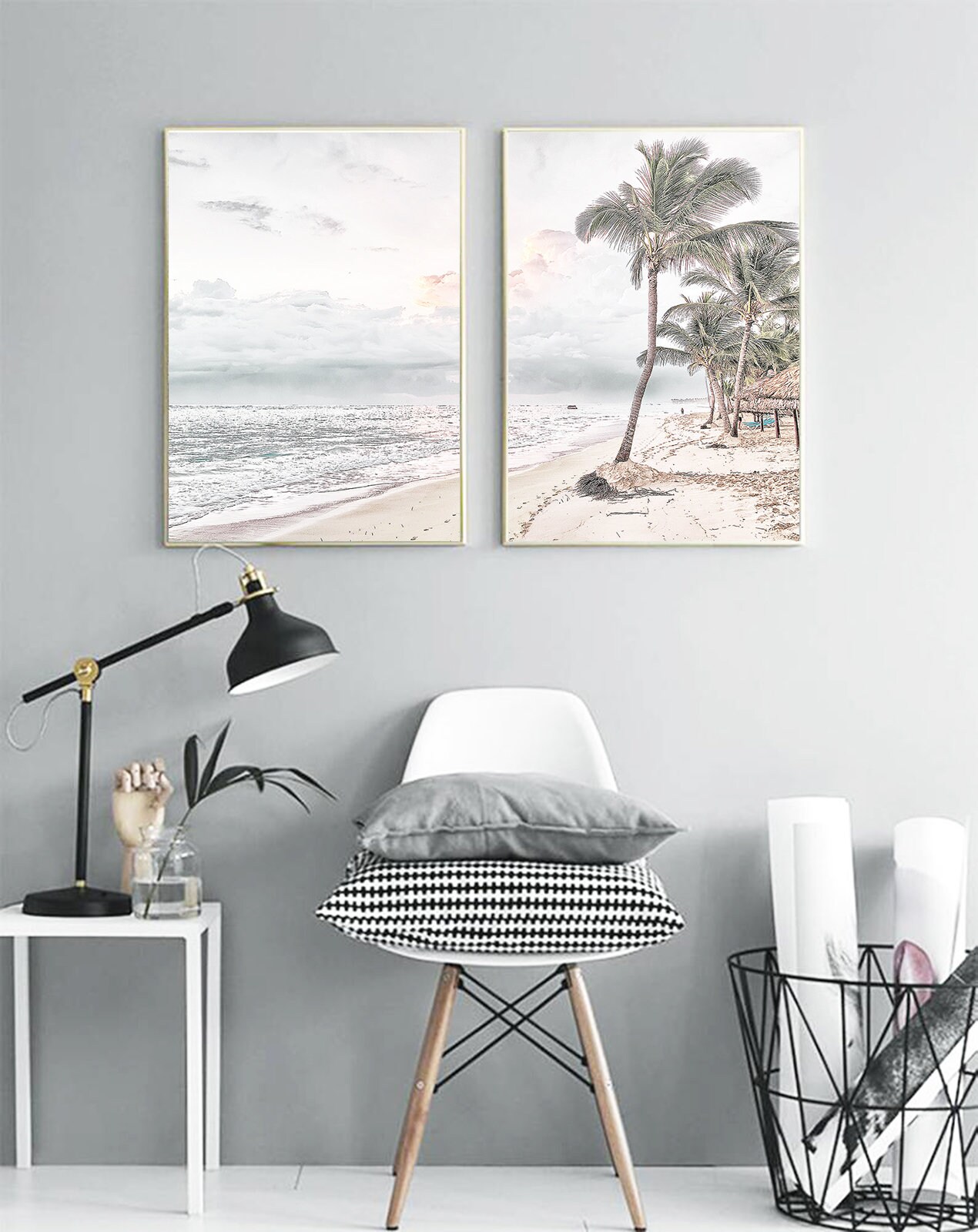 Beach Print Set of 2 Ocean Prints Coastal Print Set Palm Tree Ocean ...