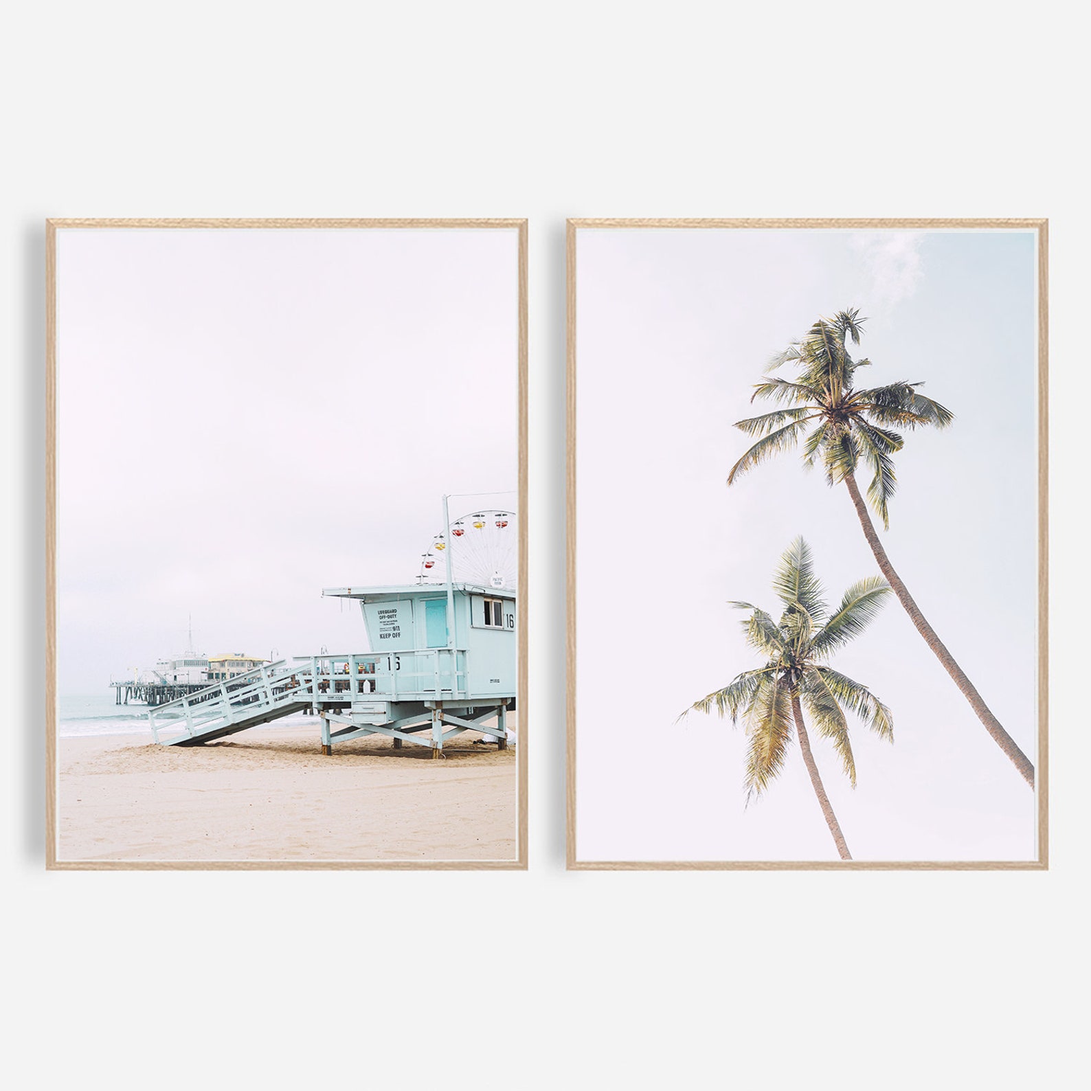 Beach Wall Art Set of 2 Beach Print Coastal Print Set Palm - Etsy