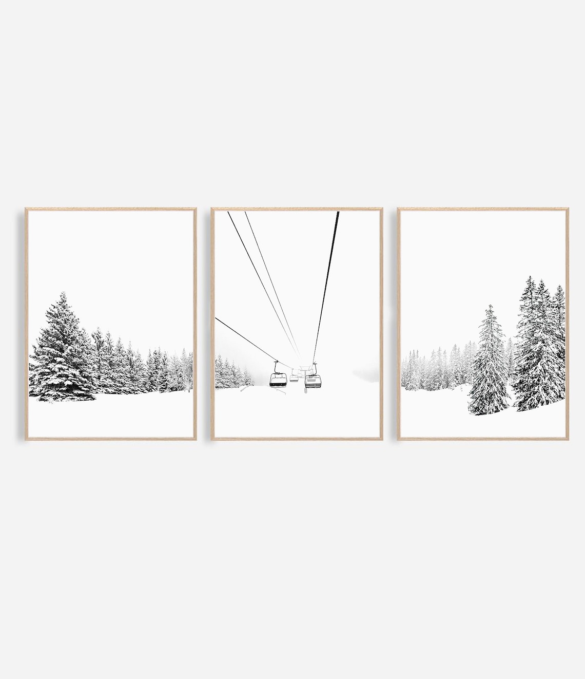 Winter Wall Art Winter Prints Set Skiing Prints Winter Decor | Etsy