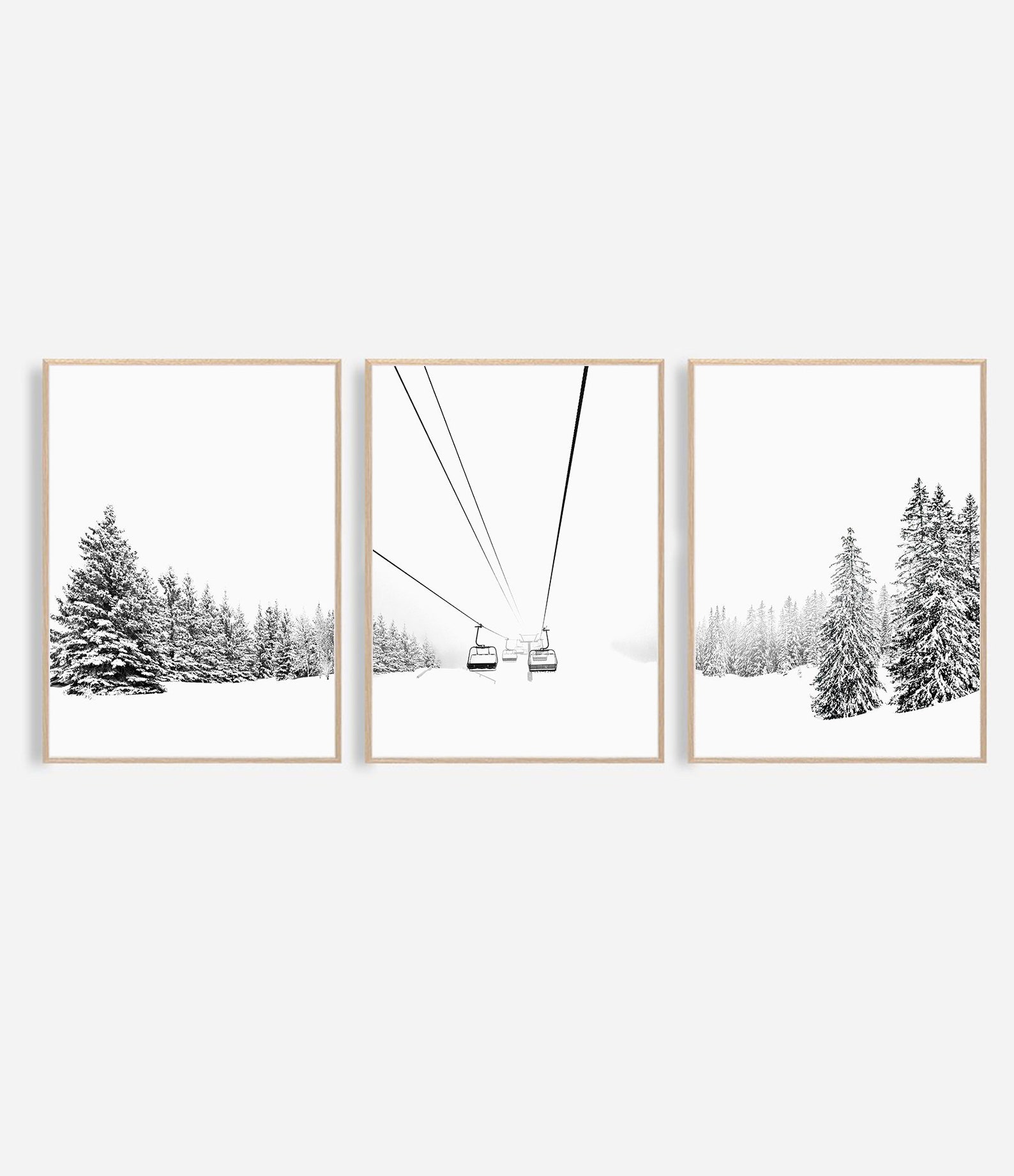 Winter Wall Art Winter Prints Set Skiing Prints Winter Decor | Etsy