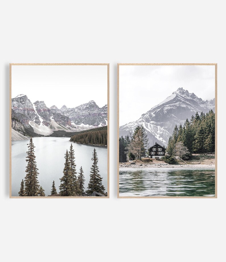 Set of 2 Mountain Prints Mountain Wall Art Decor Landscape Print Nature ...