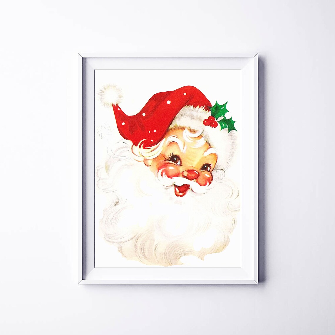 Santa Print Christmas Art Print Winter Wall Art Christmas - Etsy