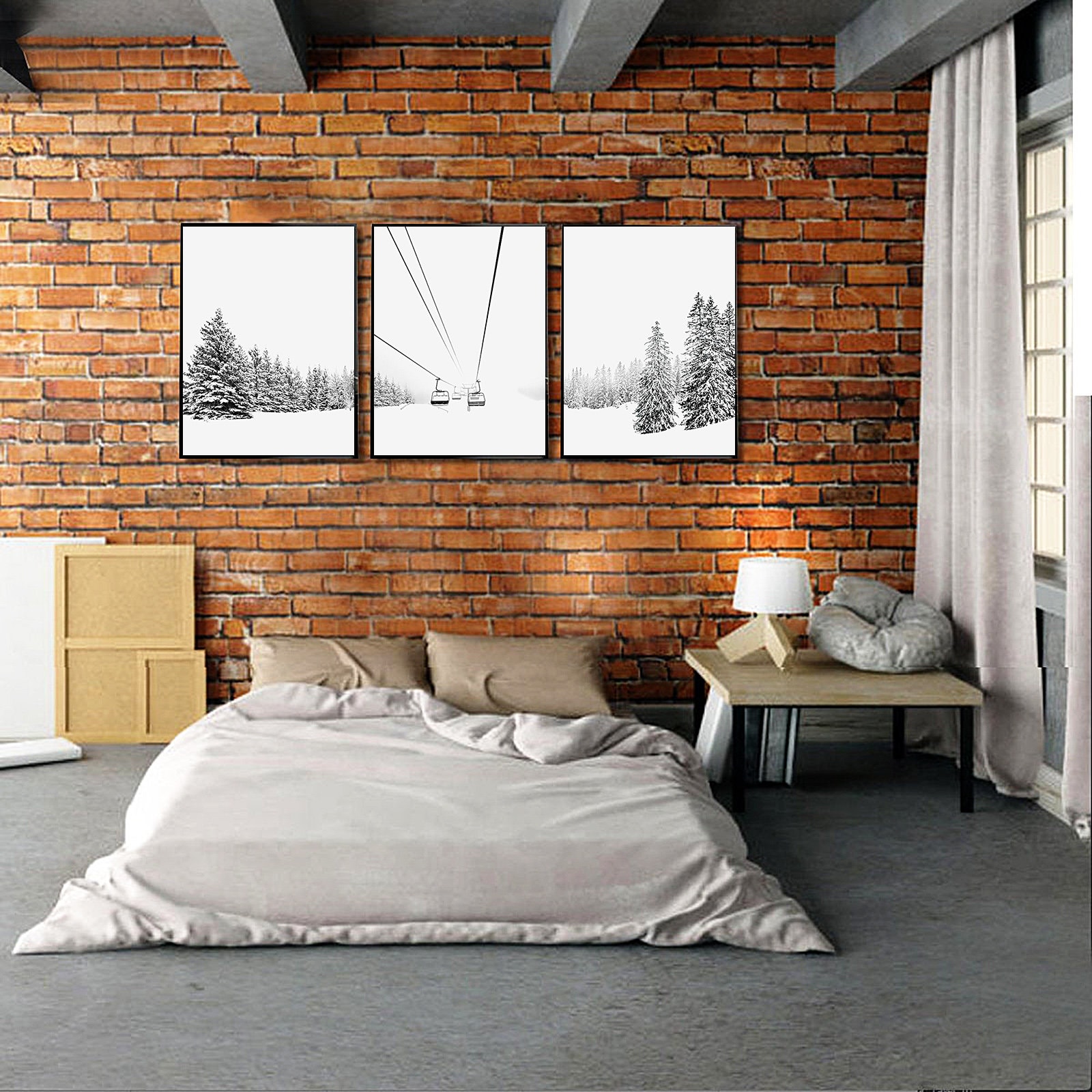 Winter Wall Art Winter Prints Set Skiing Prints Winter Decor - Etsy