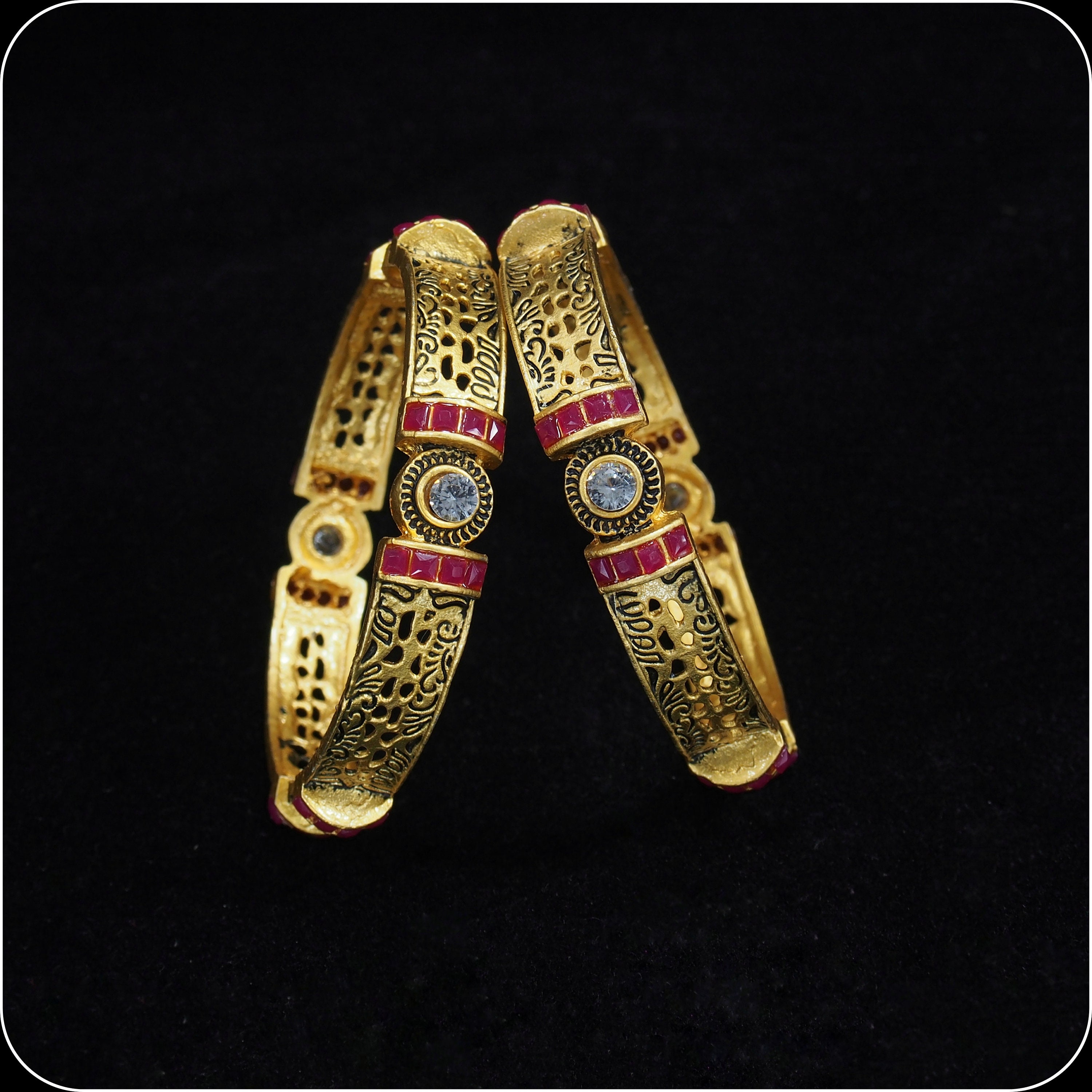 Indian Bollywood Ethnic Gold Plated Kada Jewelry CZ Pearl Bangles ...