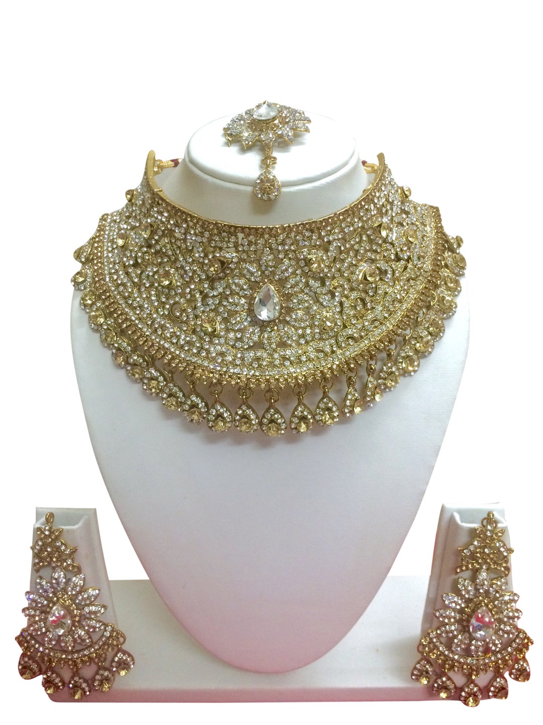 Indian Bollywood Style Fashion Gold Plated Bridal Jewelry Necklace ...