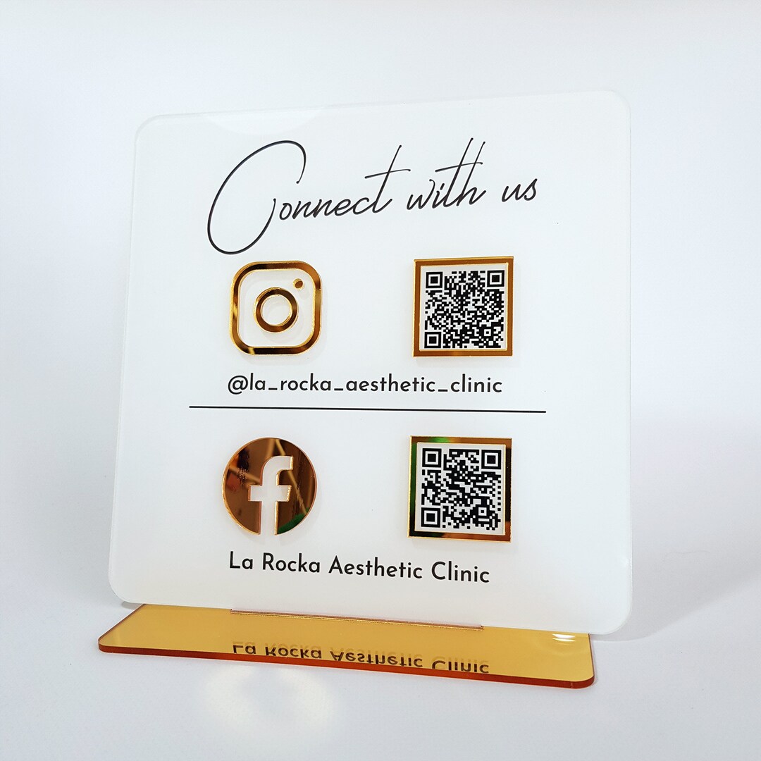Double QR Code Business Social Media Sign | Salon Sign | Beauty Sign ...