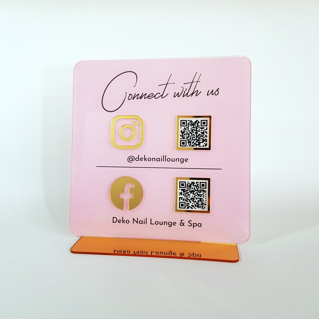 Multi QR Code Sign, Instagram Facebook Business Social Media Sign Scan ...