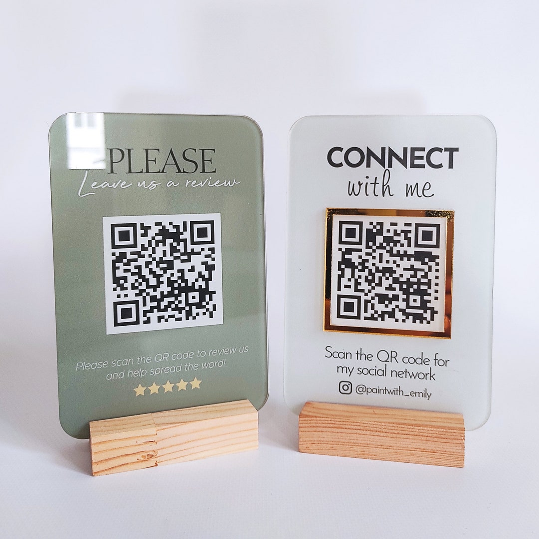 Acrylic QR Code Business Sign: Social Media, Payment, Appointment - Etsy