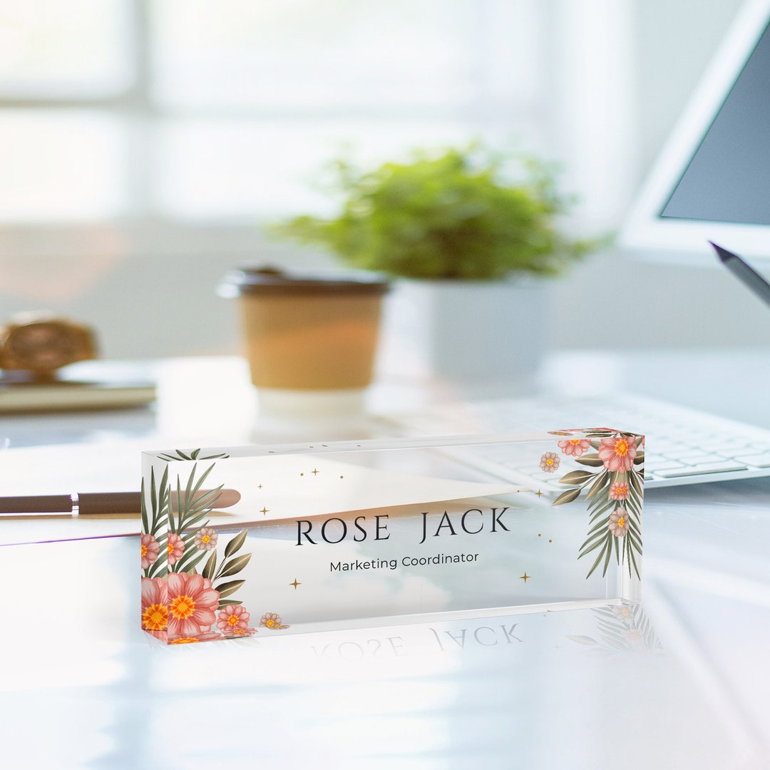 Personalized Desk Name Plate, Custom Acrylic Name Plate, Gift for Her ...