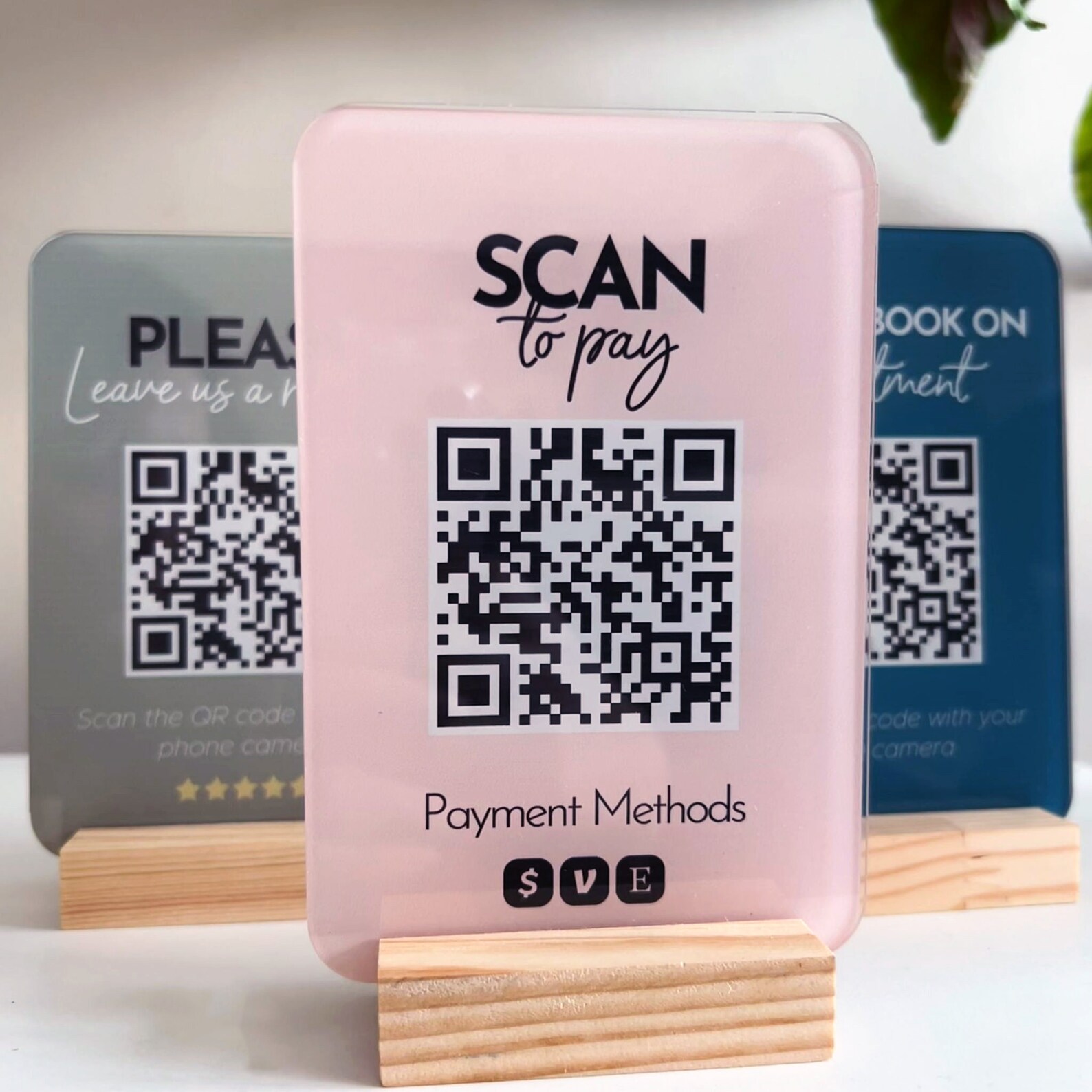Mini QR Code Display Sign Instagram Facebook Social Media Sign Salon ...