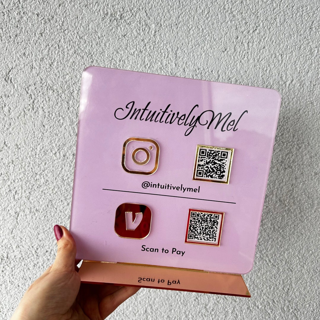 Double QR Code Sign, Instagram Facebook Business Social Media Sign Scan ...