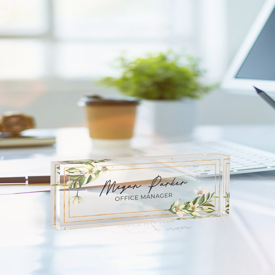 Personalized Acrylic Desk Name Plate: Modern Office Decor - Etsy