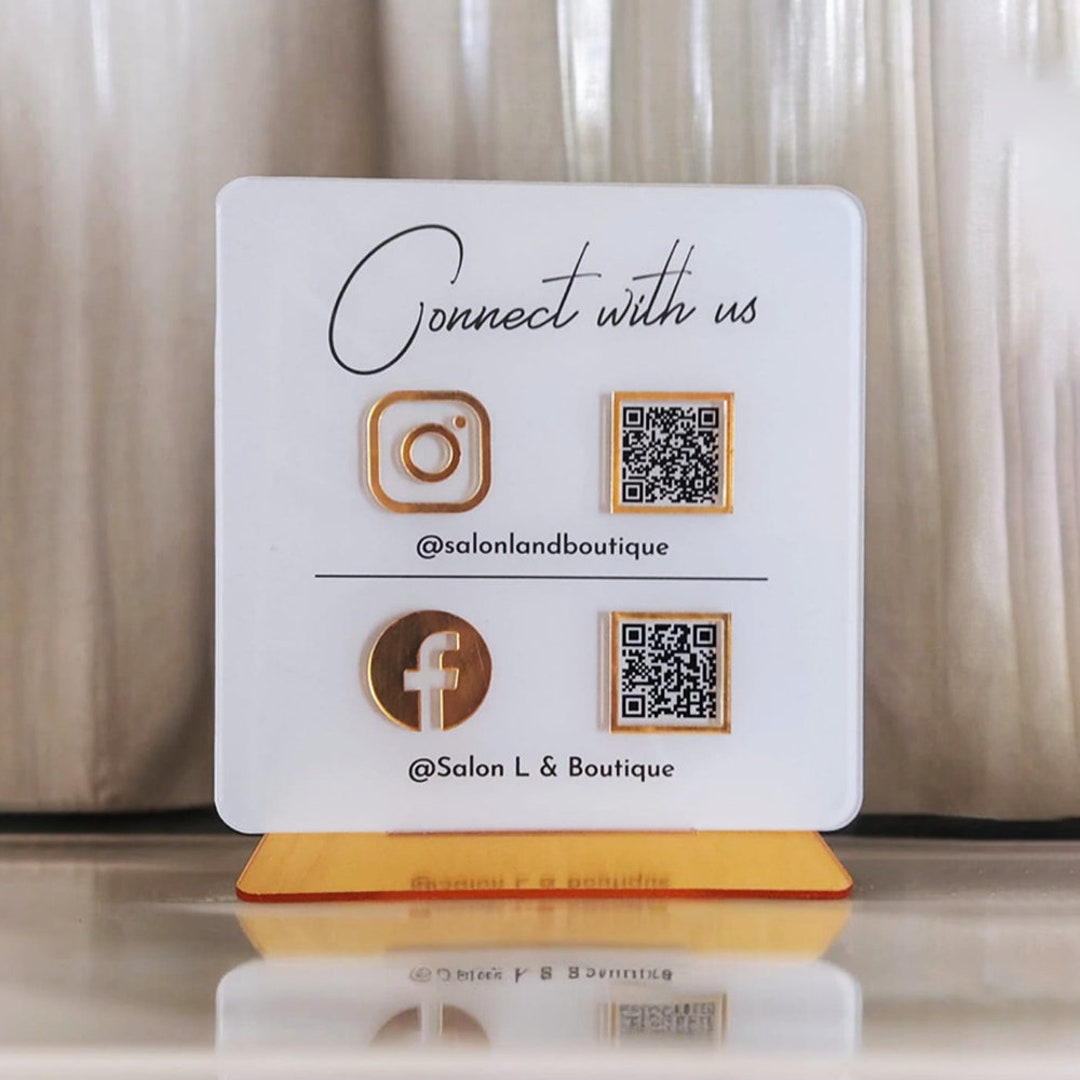 Luxury QR Code Sign Instagram & Facebook - Ideal for Business, Salons ...