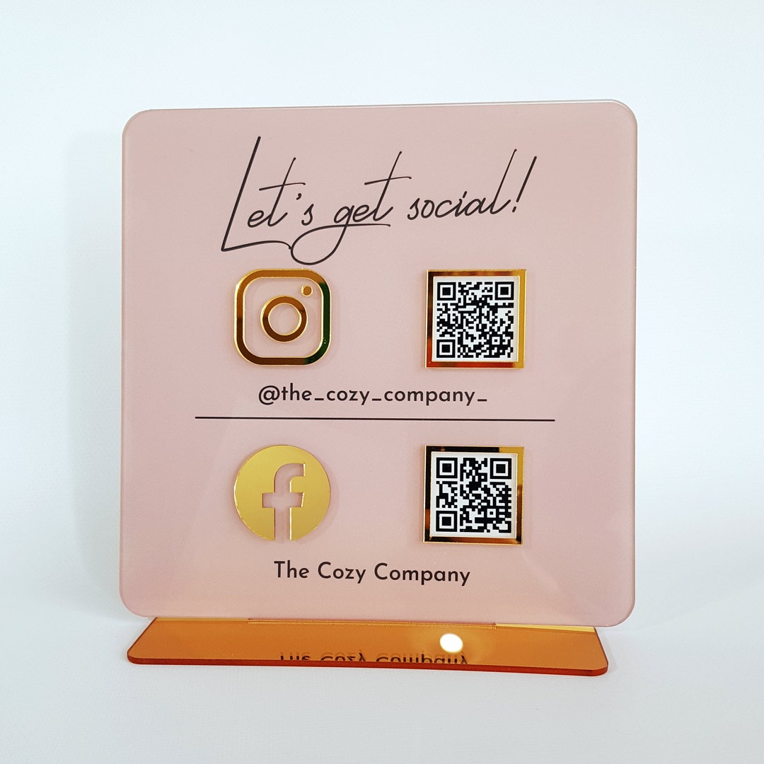Double QR Code Sign, Instagram Facebook Business Social Media Sign Scan ...