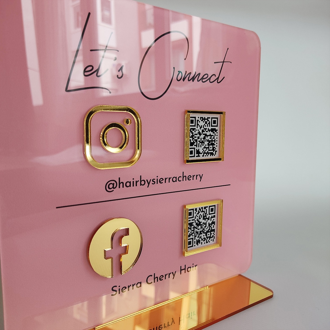 Multiple QR Code Business Instagram Facebook Social Media Sign, Acrylic ...